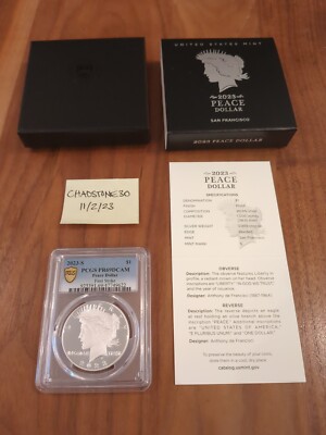 2023-S Proof Peace Dollar FIRST STRIKE PCGS PR69DCAM Gold Shield with ...