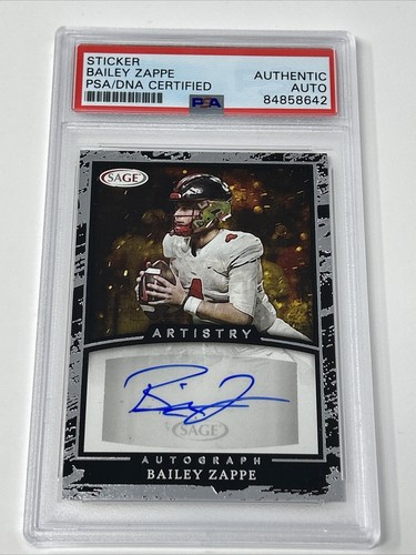 Bailey Zappe 2022 Sage Autograph RC Artistry AART-BZ PSA DNA | eBay