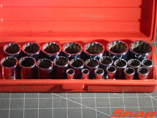 Snap On 23Pc Metric 1/2" Drive Shallow Socket Set 10MM 32MM 12Pt Dr ...
