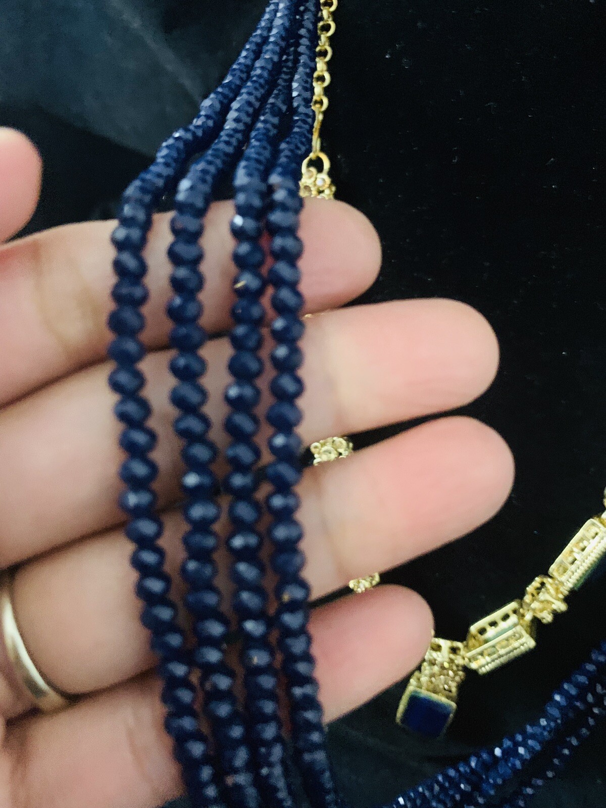 NWOT Faux Navy Blue Color Stone And Imitation Crystal Layer Necklace ...
