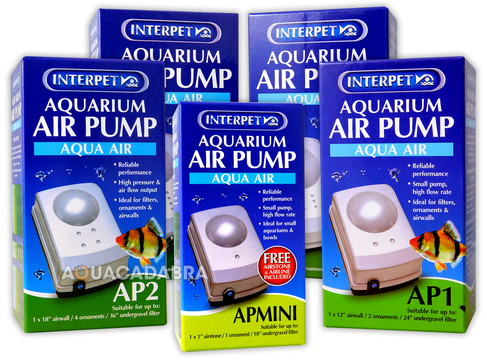 INTERPET AP MINI 1 2 3 4 AIR PUMP QUIET AQUARIUM FISH TANK TROPICAL ...