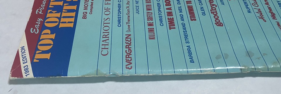 1983 Top of the Chart Hit Songs Songbook Sheet Music Easy Piano ...