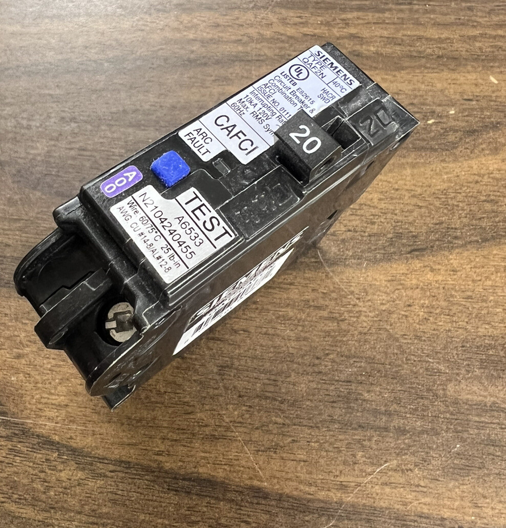 QA120AFCN Siemens 20 Amp 120V Combination Arc Fault Insta Wire Circuit ...
