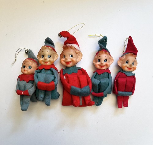 Lot of 5 Vintage 1960s Christmas PIXIE ELF KNEE HUGGER ELVES Xmas ...