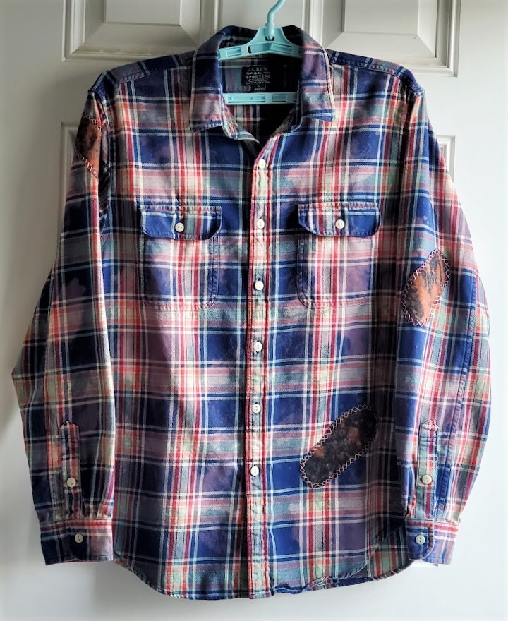 Upcycled Distressed Flannel Shirt DEF LEPPARD Music Band Graphic Tee on ...