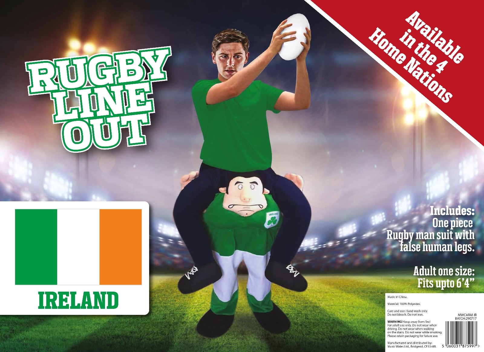 Line Out Rugby Fancy Dress Costume 6 Nations Man Carrying You | eBay UK