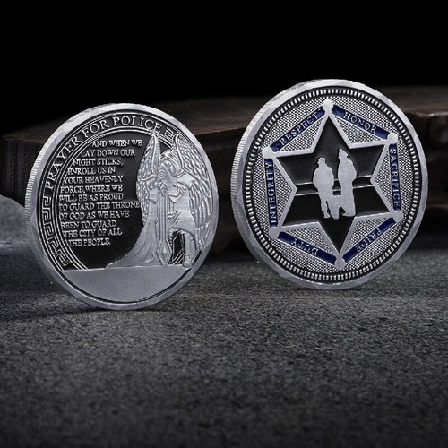 US God Bless Police Law Enforcement Peace Prayer Challenge Coin ...