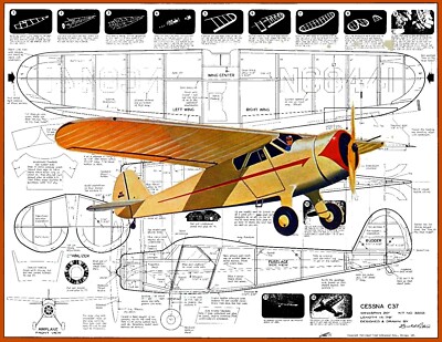 Comet Model Airplane Plans (FF): Cessna C-37 Scale 20" Scale Rubber ...