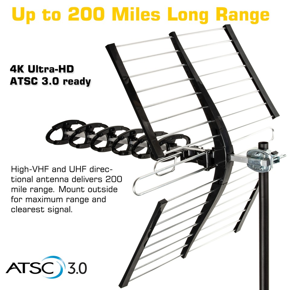 Extra Durable Digital Antenna for Smart TV High Gain w/ Cable and Pole ...