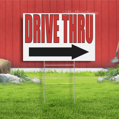 DRIVE THRU Arrow Indoor Outdoor Yard Sign with metal stakes | eBay
