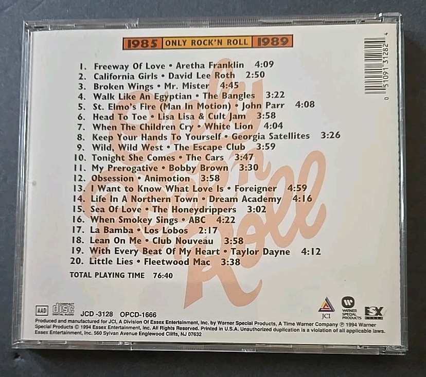 Only Rock 'N Roll 1985-1989: #1 Radio Hits [1998] by Various Artists ...