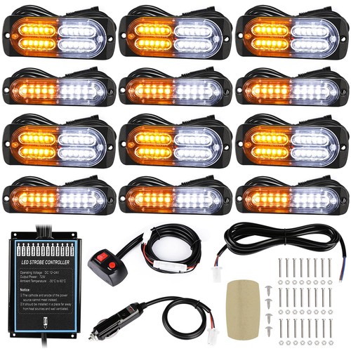 LED Beacon Strobe Lights 12pcs Waterproof Hazard Warning LINKITOM Ultra ...