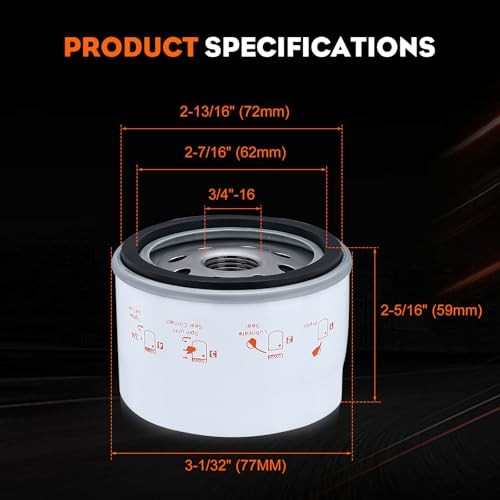 2x Oil Filter for Kawasaki FR600V FR691V FR651V FR730V FS730V FS651V ...