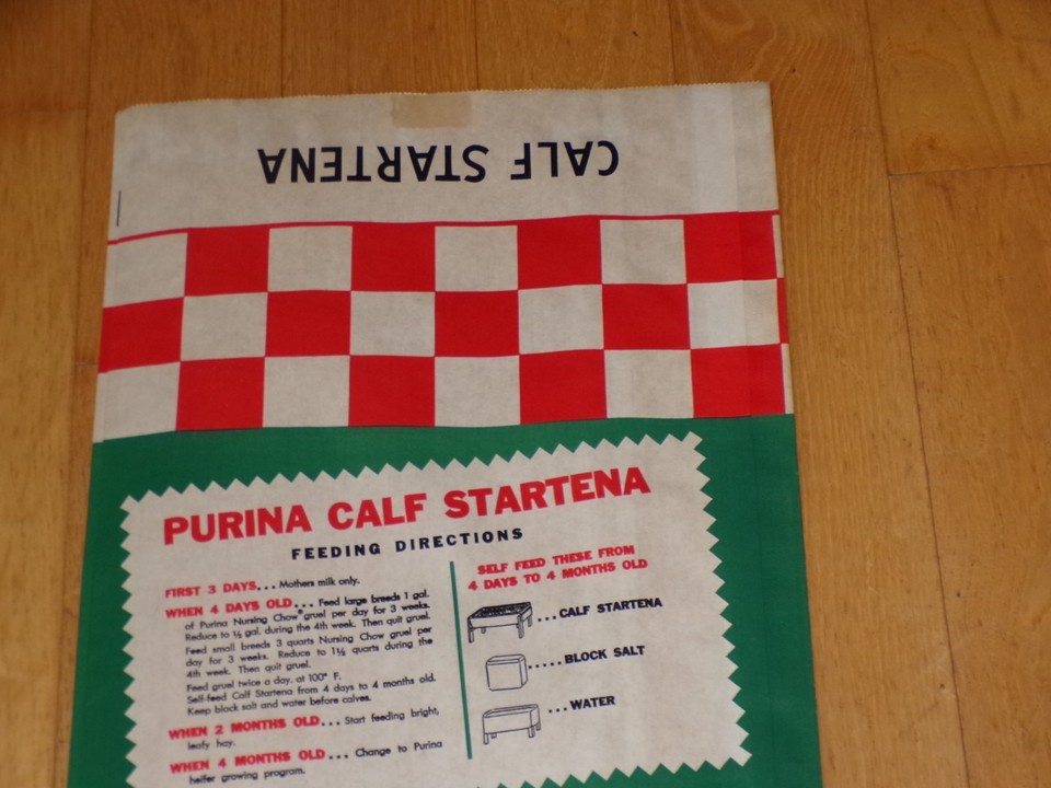 Vintage Old Rare Purina Calf Startena Cow Graphic Farm Feed Sack Bag ...
