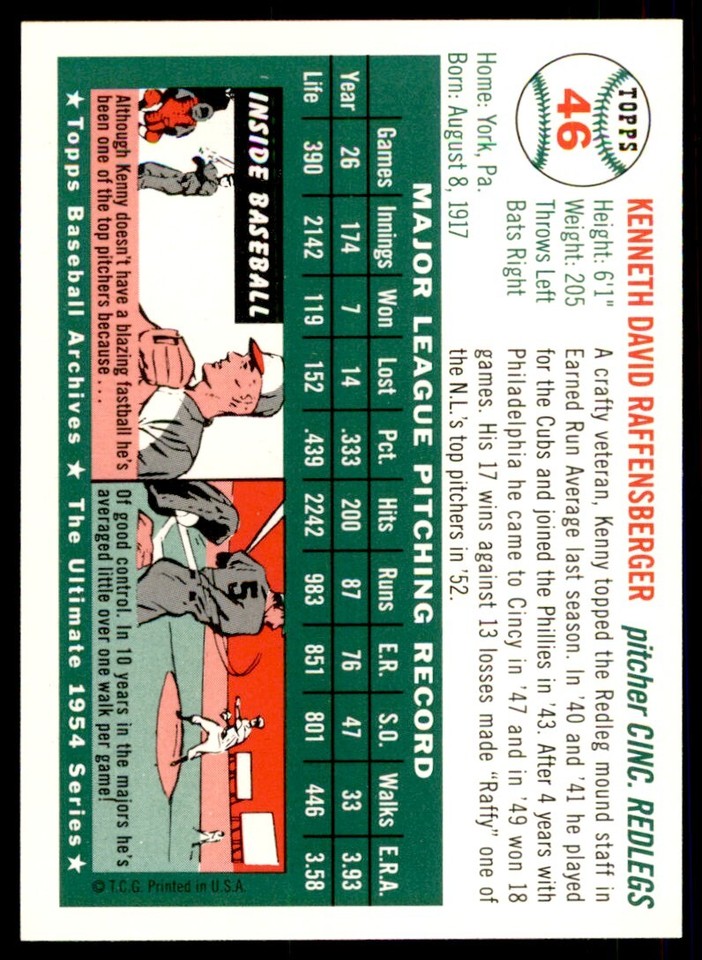 1994 Topps Archives 1954 Ken Raffensberger Baseball Cards #46 | eBay