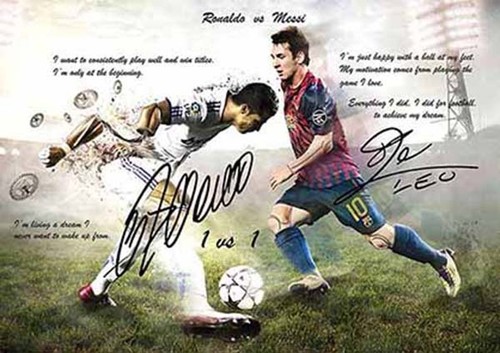 Lionel Messi Christiano Ronaldo Soccer Football Autograph Signed A4 ...