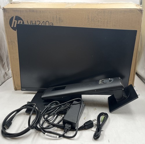 HP VH240A 23.8 INCH LCD DIAGONAL MONITOR HSTND-9731-L WITH POWER CORDS ...