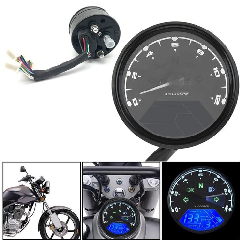 Digital Gauge Motorcycle Speedometer Tachometer Odometer MPH KM/H ...