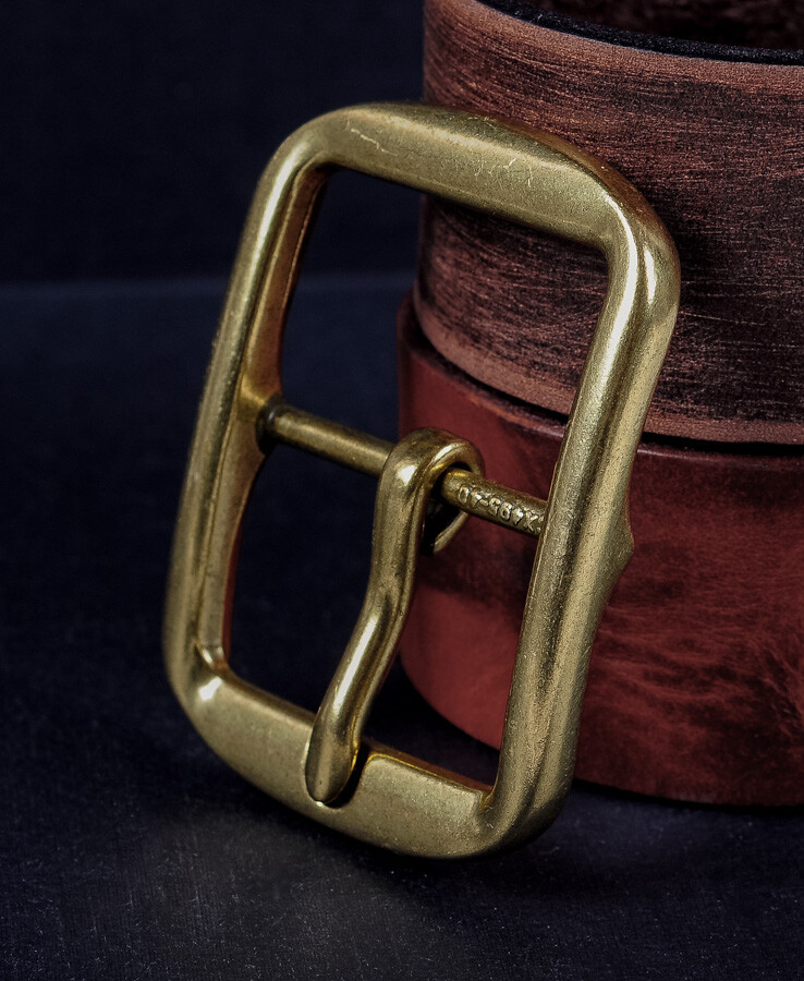 Heavy Brass Classic Center Bar Pin Belt Buckle for Leather Belt Fit ...