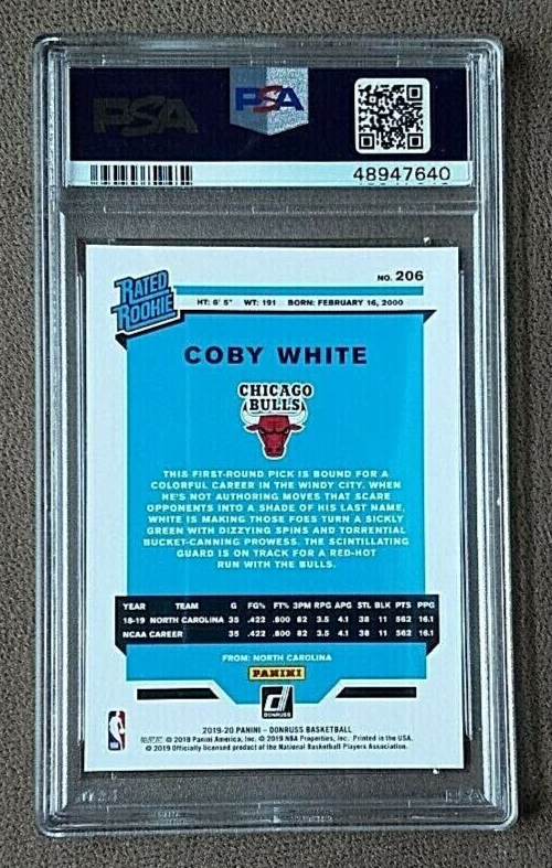 2019-20 Panini Donruss Coby White Rated Rookie Card #206 ~ PSA Graded 9 ...