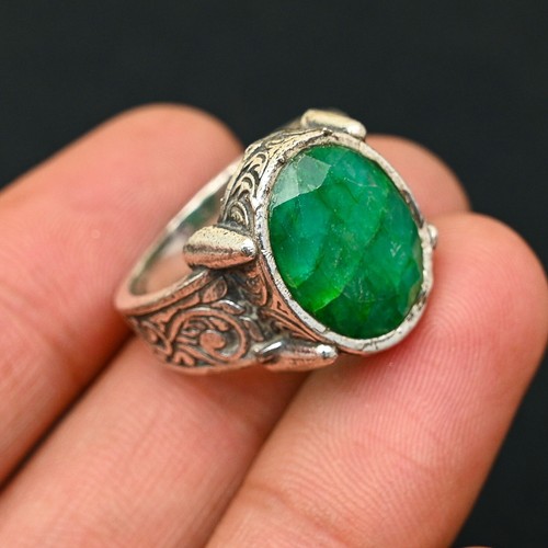 Natural Emerild Men's Ring 925 Sterling Silver Handmade-Statement All ...