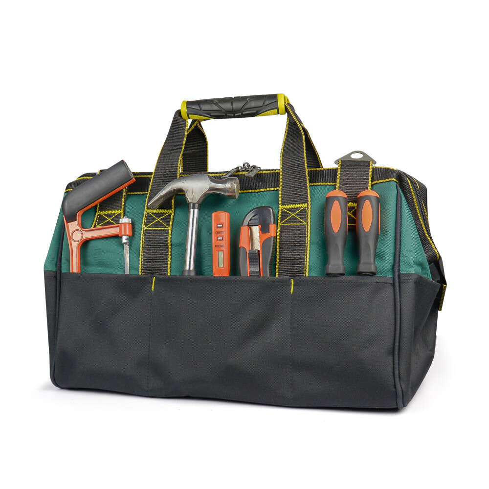 17" Tool Bag Case Wide Mouth Heavy Duty Tote Storage+14 Pouches ...
