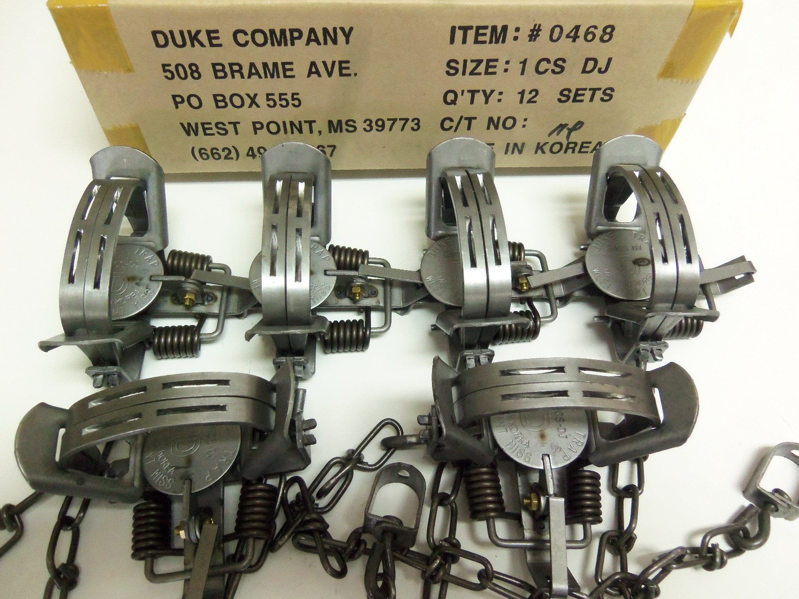 6 Duke # 1 Double Jaw Coil Spring Traps 0468 Mink Muskrat Raccoon ...