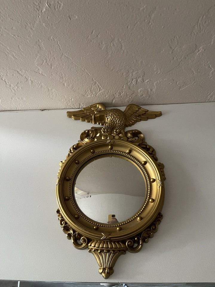 Syroco Convex 16” Bullseye Mirror Bald Eagle Federal Regency Style ...