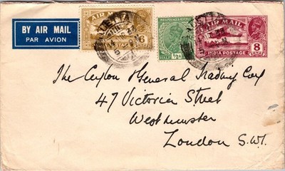 1933 Quetta India Multiple Stamps Airmail Cover to London England | eBay