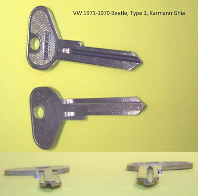 Volkswagen Beetle,Karmann Ghia,Type 3 71-79 Key Blank VW M Profile VOM ...