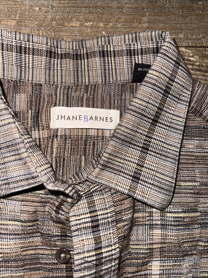 Jhane Barnes Mens Size L Button Up Shirt Multicolor Long Sleeve Vintage ...