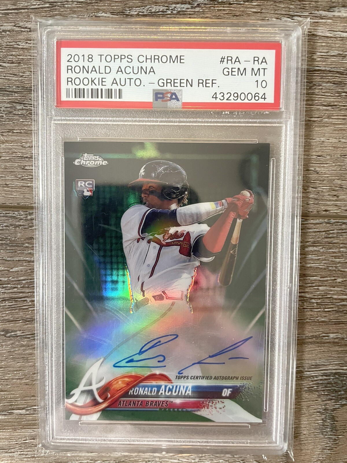 2018 Topps Chrome Ronald Acuna Jr. /99 Green Auto RC PSA 10 | eBay