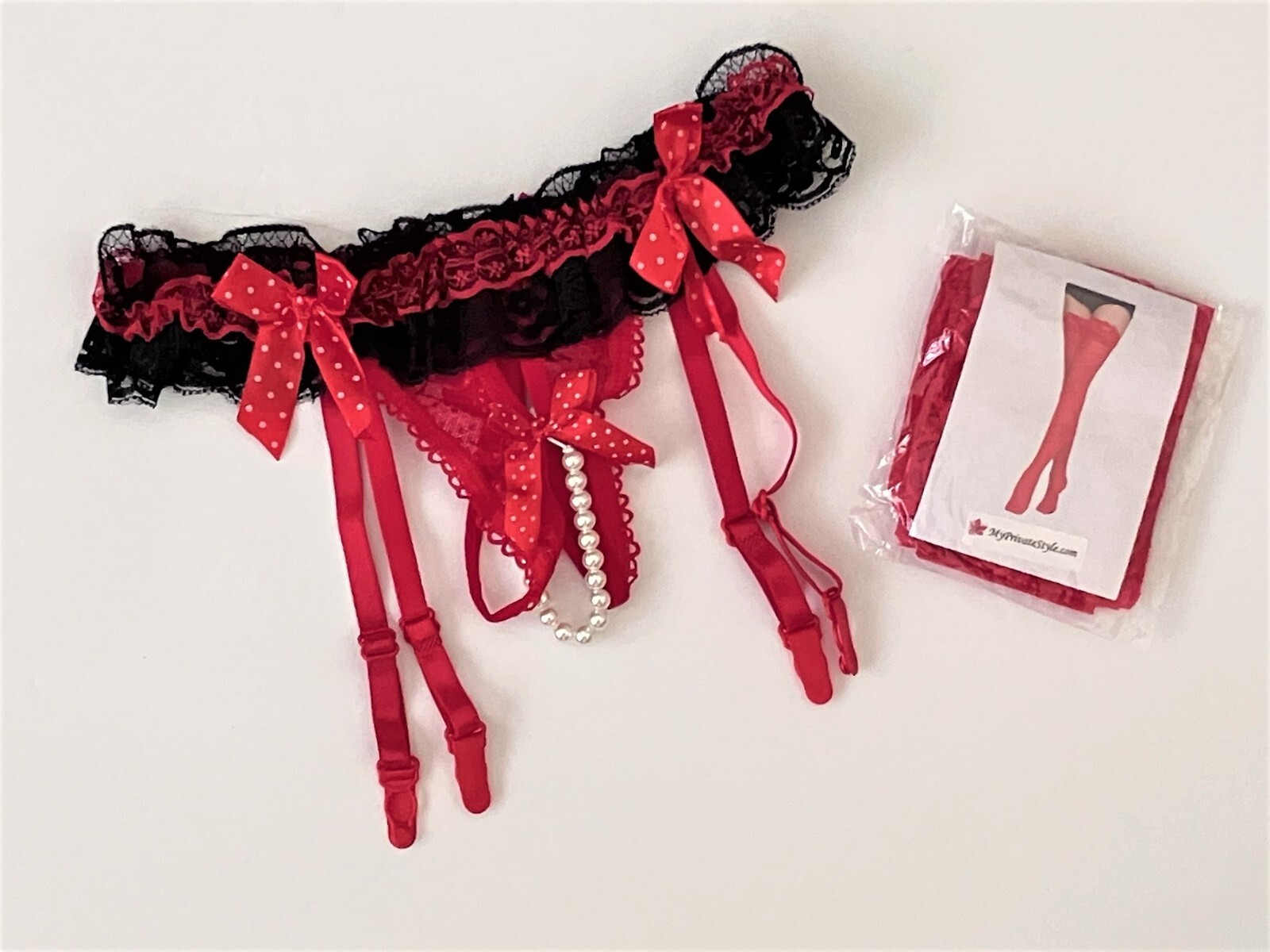 Luxury Ruffle Lace Floral G-String Garter Panty With Massaging Pearl ...