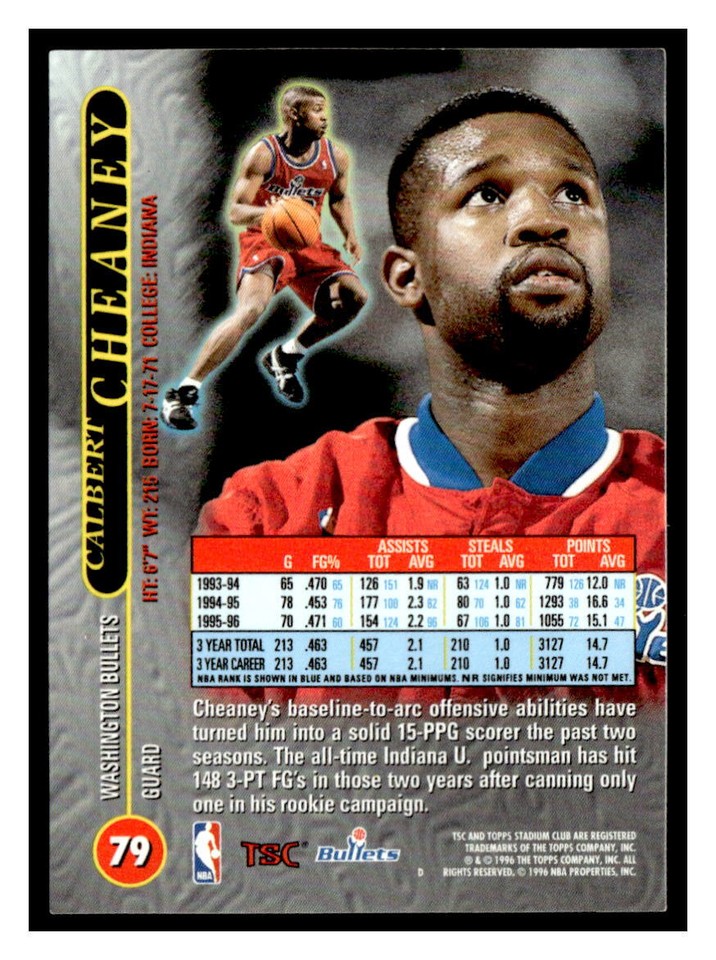 Calbert Cheaney 1996 Stadium Club 79 Matrix | eBay
