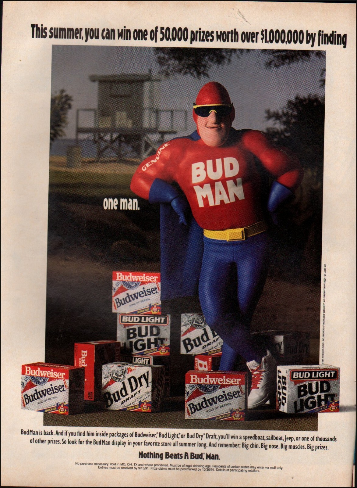 1990 Vintage ad Bud Light Contest Prices Nothing Beats a Bud Man Beer ...
