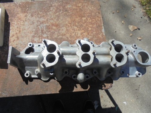 Ford Flat Head Aluminum OFFENHAUSER 3 carb Intake #2 | eBay