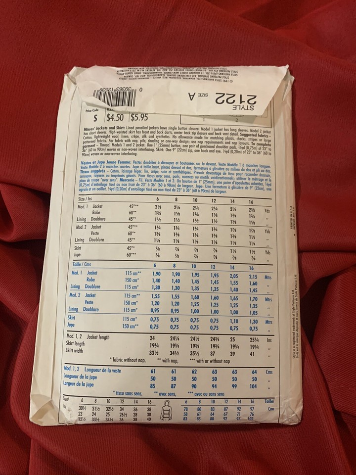 Style 2122 Skirt & Jacket Size 6-16 Uncut Sewimg Pattern Vintage | eBay