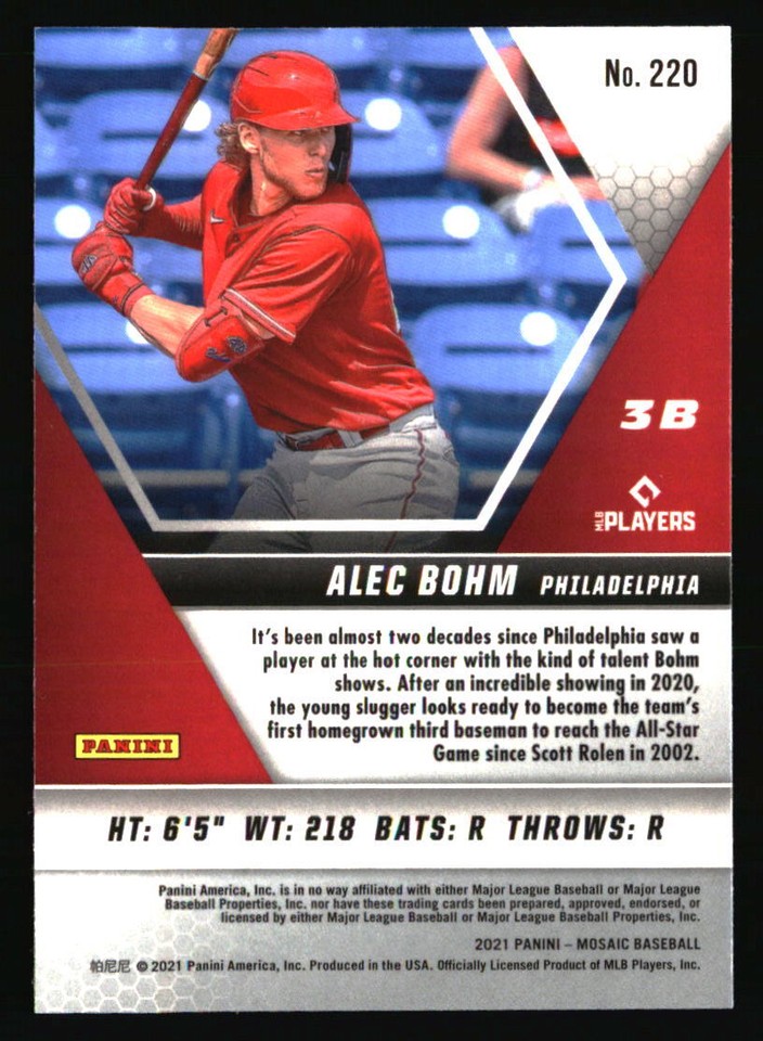Alec Bohm 2021 Panini Mosaic #220 BASEBALL Card | eBay