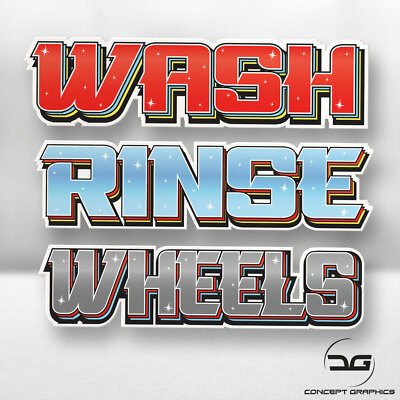 Wash, Rinse & Wheels Bucket Sticker Label Kit Car Detailing Valeting ...