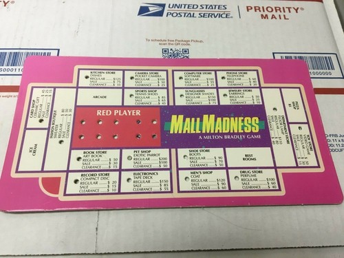 Mall Madness Red Player Card 1989 Board Game REPLACEMENT Parts | eBay