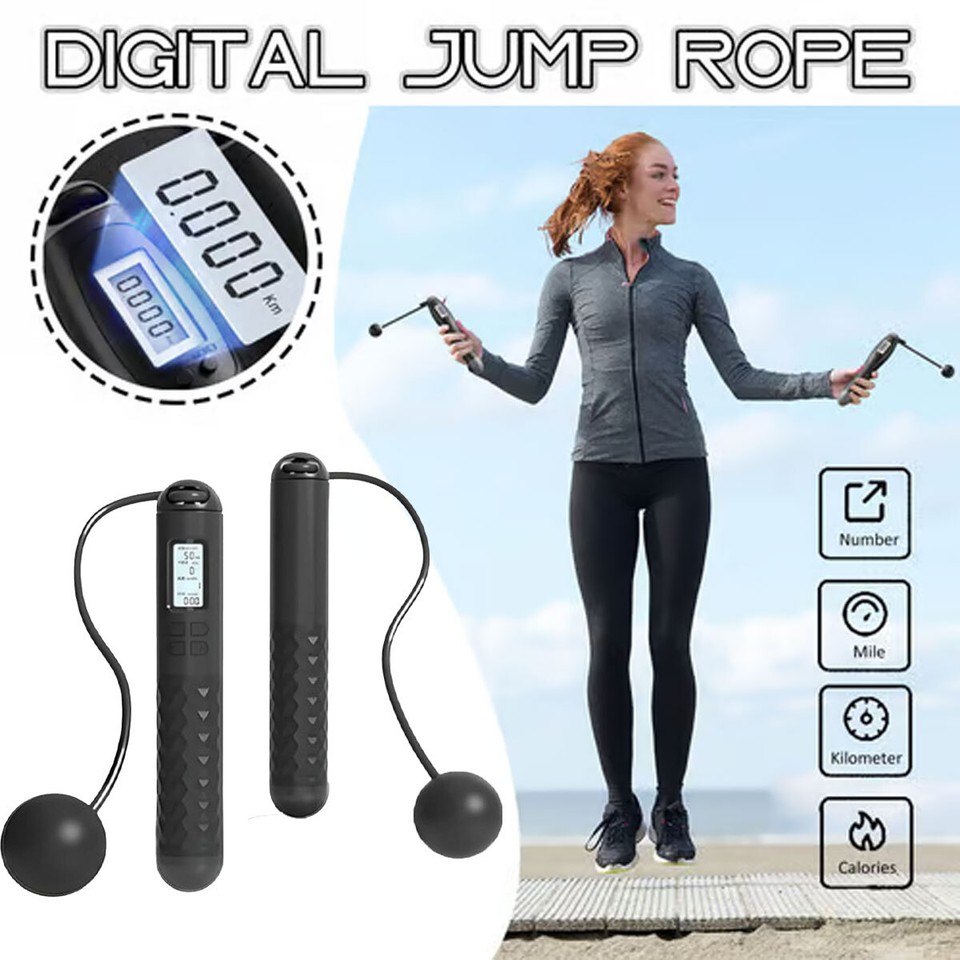 UK Cordless Jump Rope Ropeless Skipping Rope with Digital Counter ...