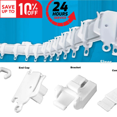 RCA JETRACK BENDABLE UPVC BAY WINDOW CURTAIN RAIL SET WHITE FLEXIBLE ...