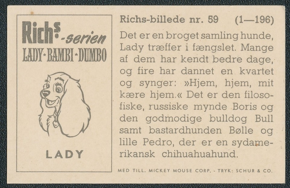 1956 RICH'S COFFEE WALT DISNEY LADY BAMBI DUMBO DUTCH TRADING CARD #59 ...