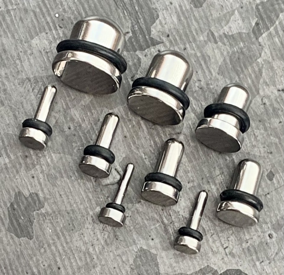 PAIR 316L Surgical Steel Bullet Flat Head Plugs Tunnels Gauges Body ...