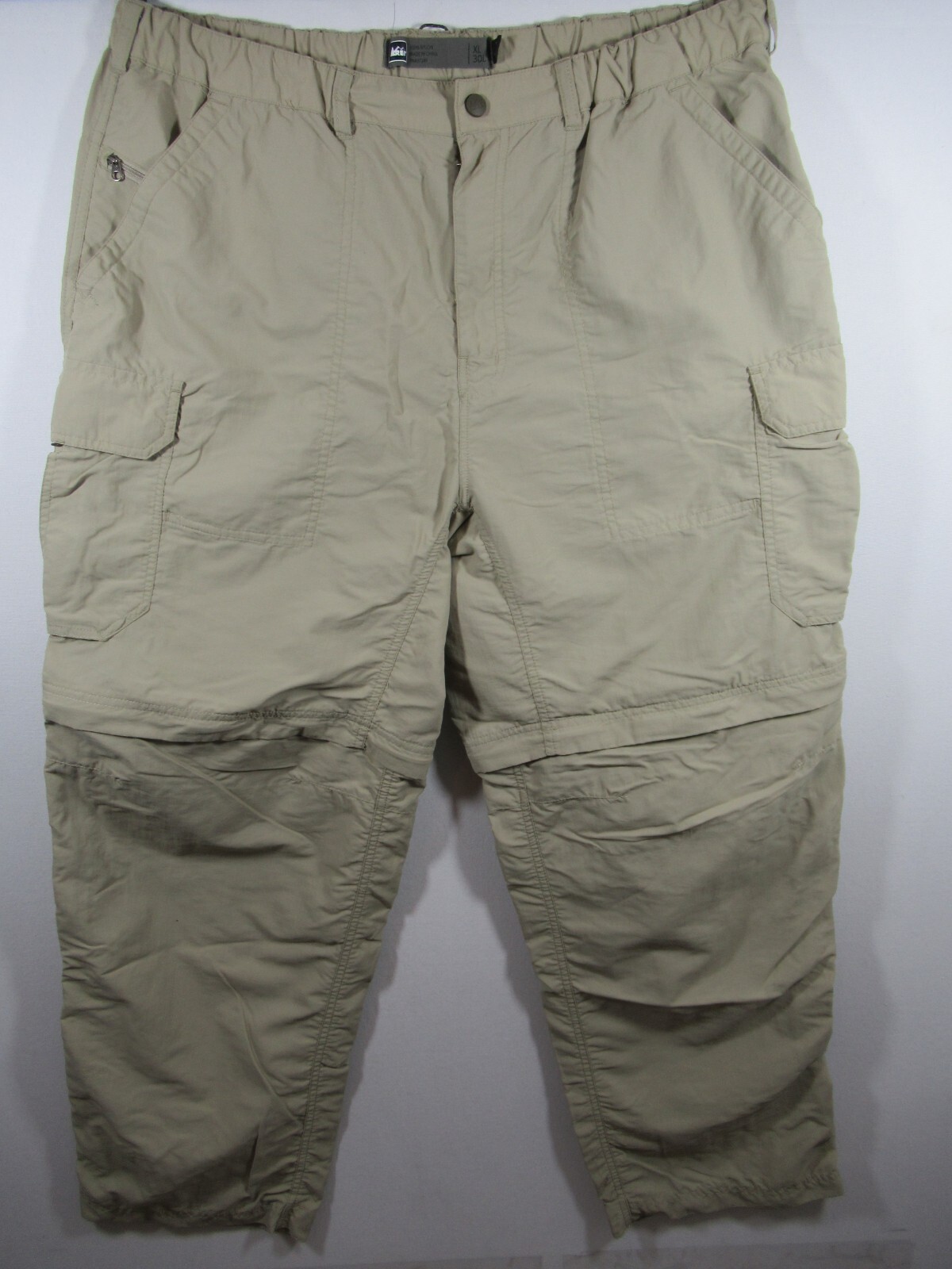 REI Mens Nylon Convertible Cargo Pants Size XL Khaki Hiking Elastic ...