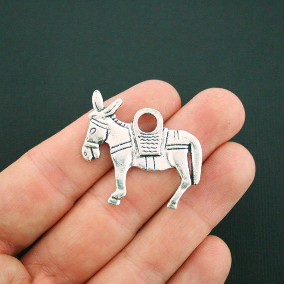 2 Donkey Charms Antique Silver Tone 2 Sided Larger Size - SC5546 | eBay
