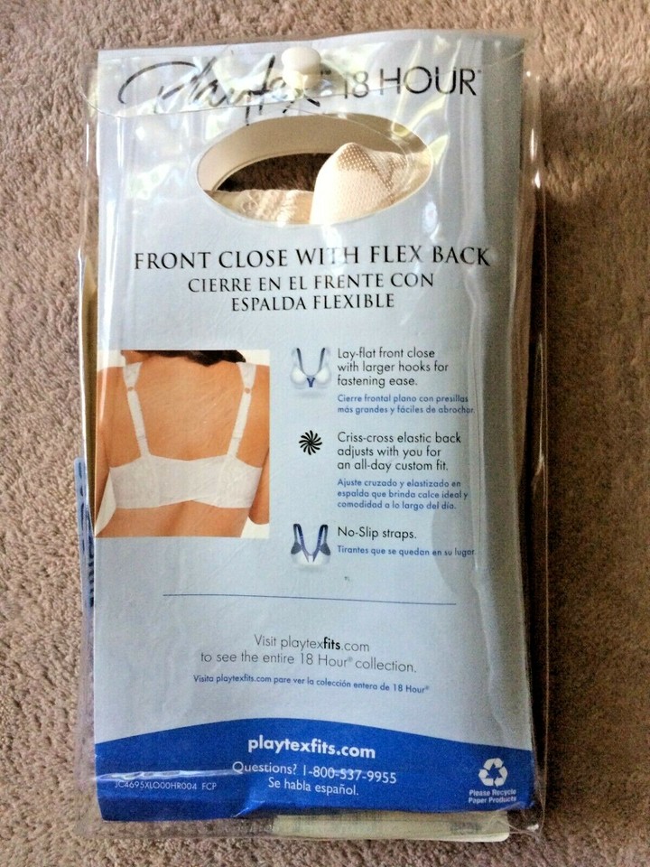 Playtex 42D Beige 18 Hour Front Close Soft Cup Bra with Flex Back ...