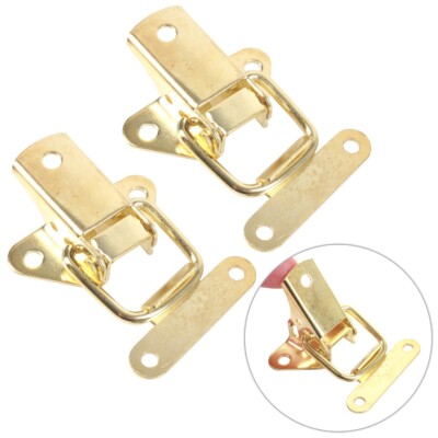 2 x BRASS TOGGLE CASE CATCH Travel Chest Trunk Tool Box Suitcase Clasp ...