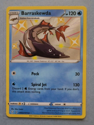 Pokémon TCG Barraskewda Shining Fates SV032/SV122 Shiny Holo Rare ...