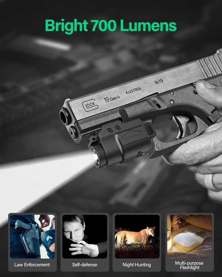 LED Flashlight Weapon Light For Handgun Picatinny Pistol Light Torch ...